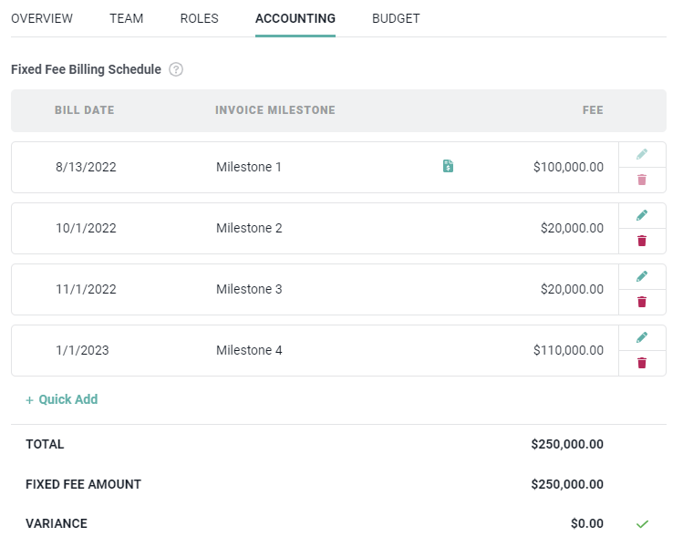 Fixed Fee Billing Schedule Ruddr